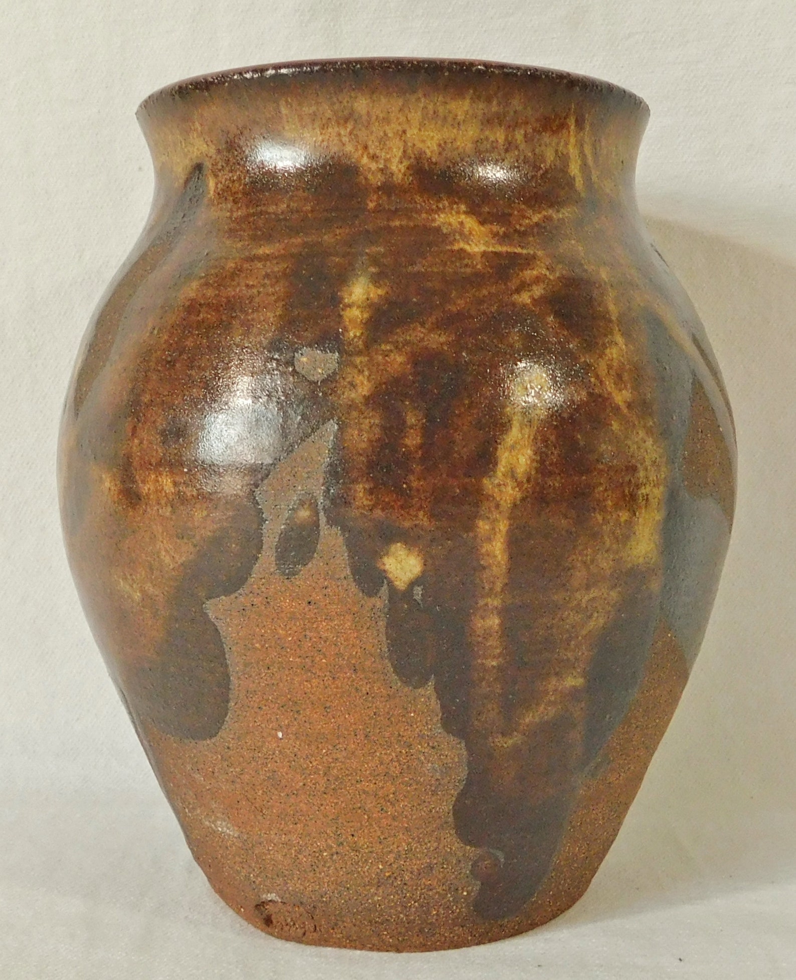 Vintage Studio Sand Art Pottery Drip Glaze Ginger Jar Vase Signed ...