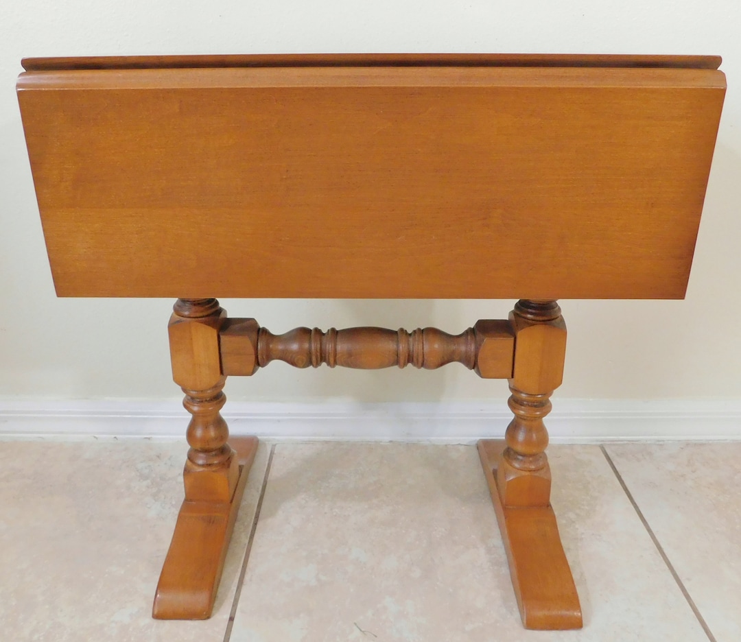 Small Vintage Mid Century Solid Maple Wood Drop Leaf Accent Table - Etsy