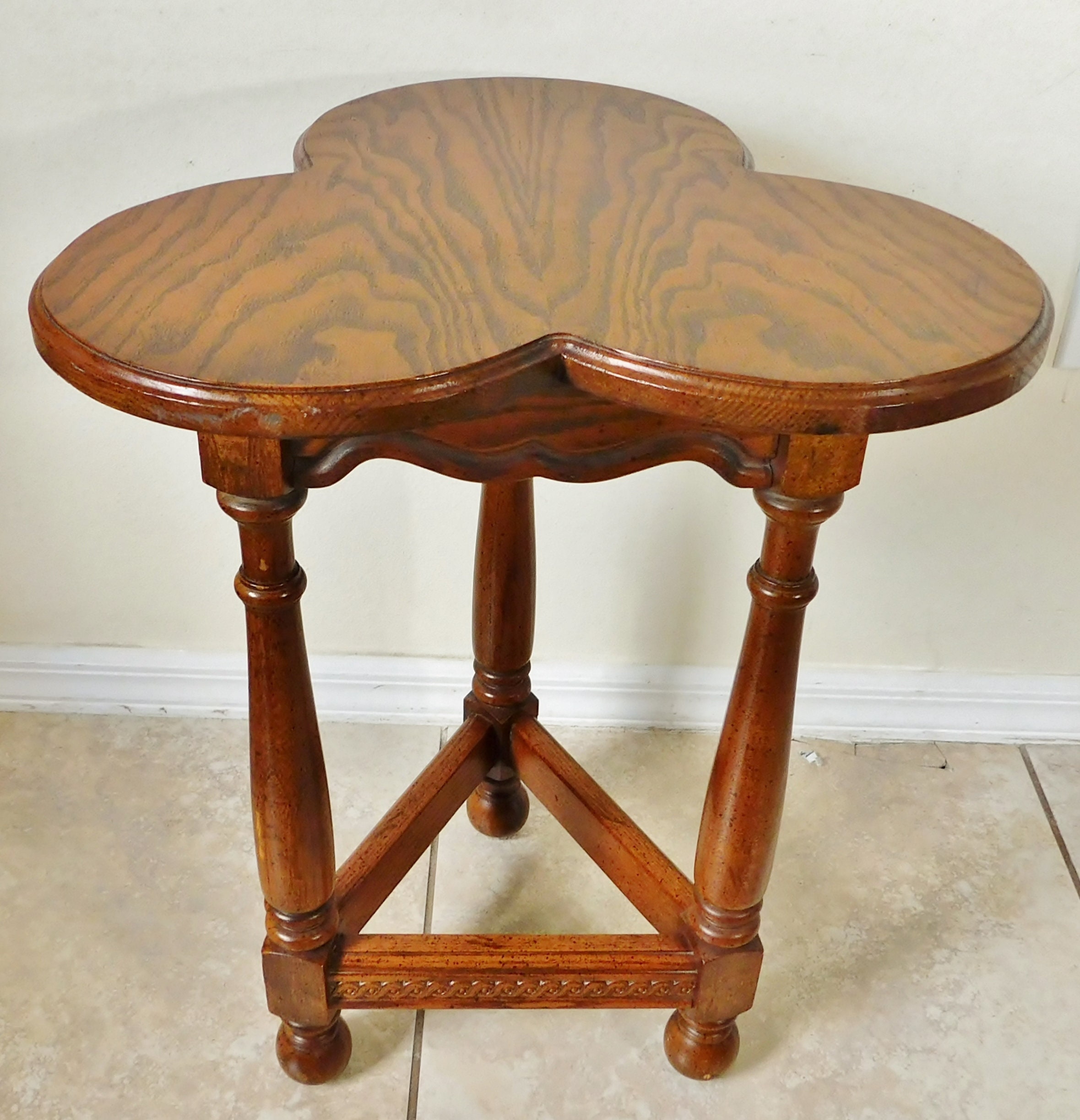 Vintage Mid Century Solid Oak Wood Clover Leaf Accent Side/end - Etsy