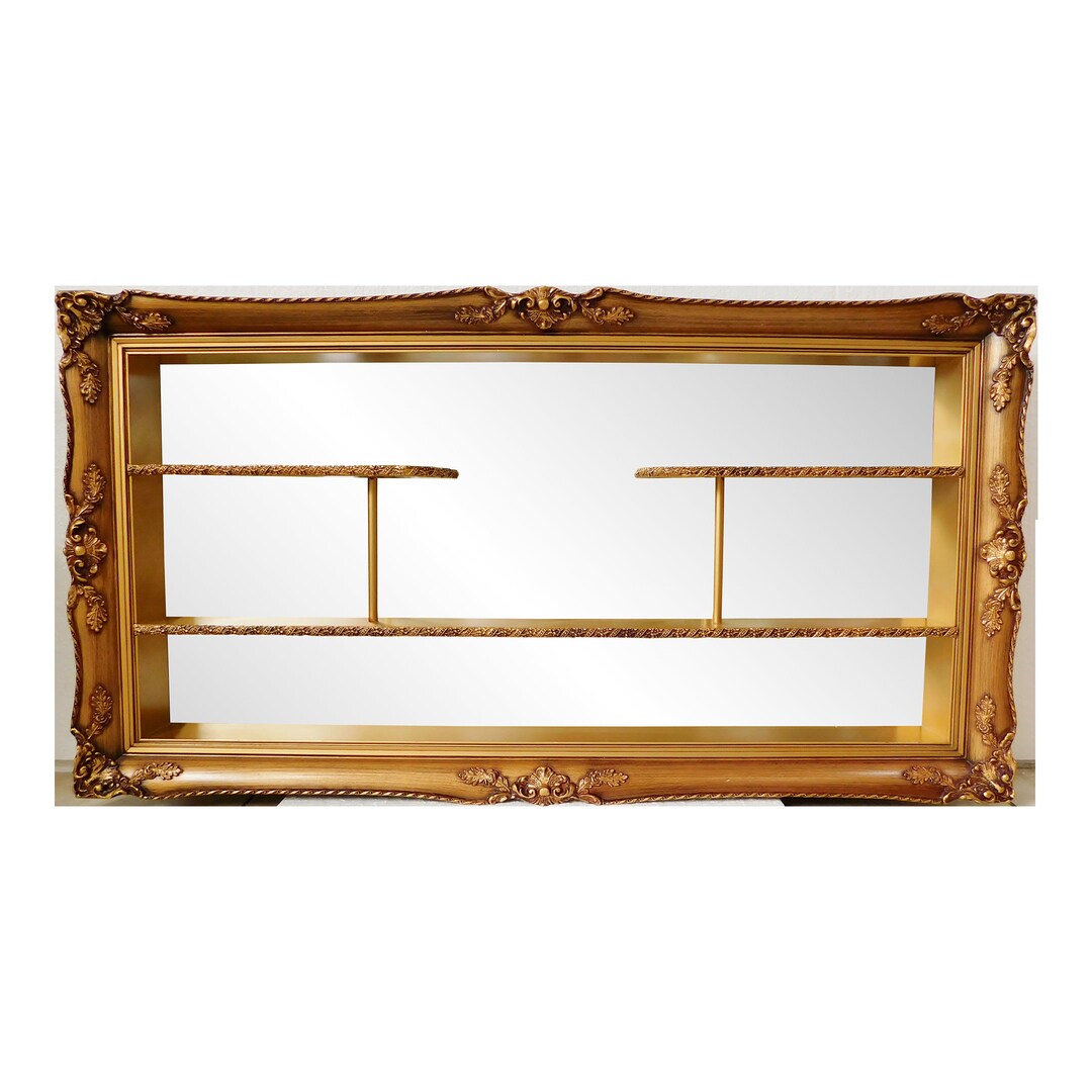 Large Mid Century J.a. Olson Gold Carved Wood Mirrored Shadow Box Wall ...