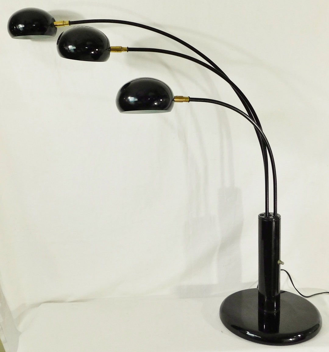 Vintage Mid Century Modern Black Metal Brass Three Arm Articulated ...