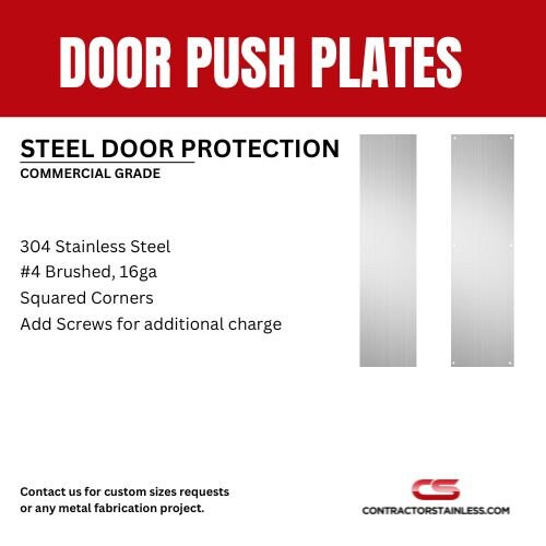 Door Push Plate for Swinging Door Stainless Steel Hardware Commercial ...
