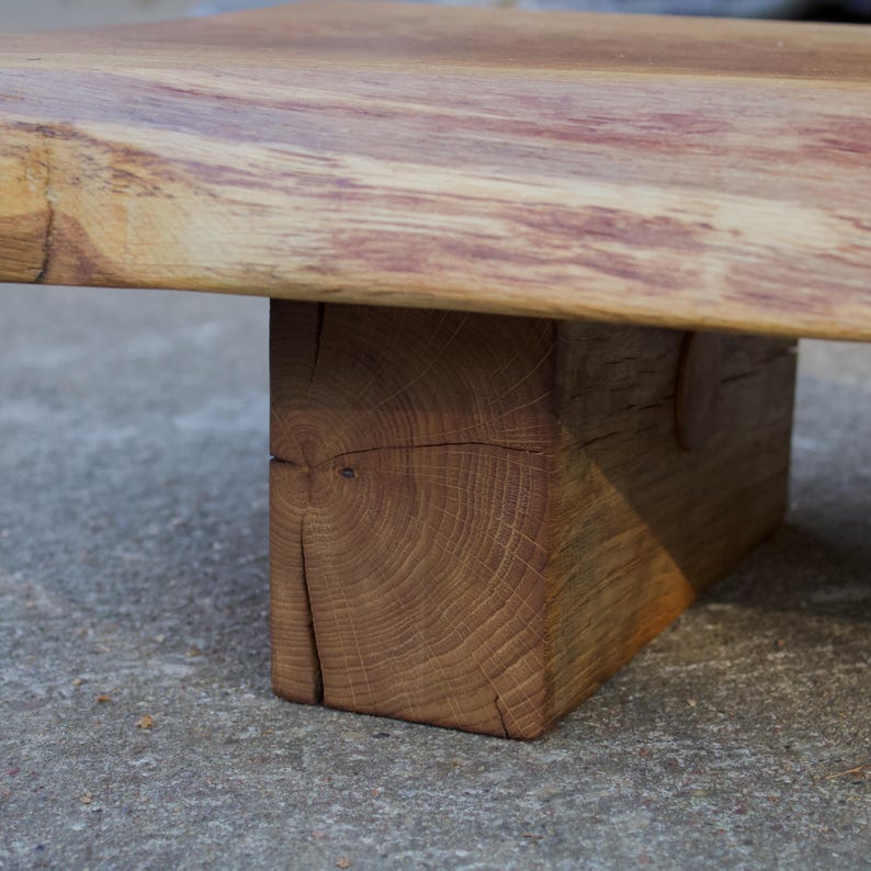 Low Wood Slab Bench. Industrial Reclaimed Wood Low Console. Rustic ...
