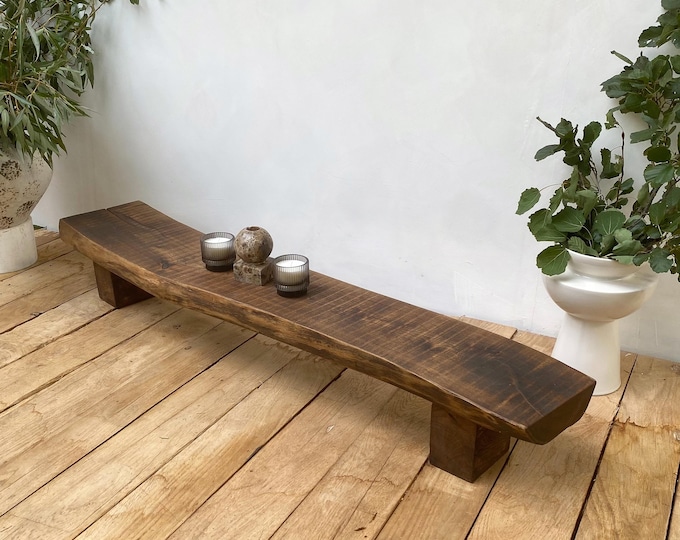 Reclaimed Oak Slab Bench: Rustic Industrial Live Edge Console Table - Etsy