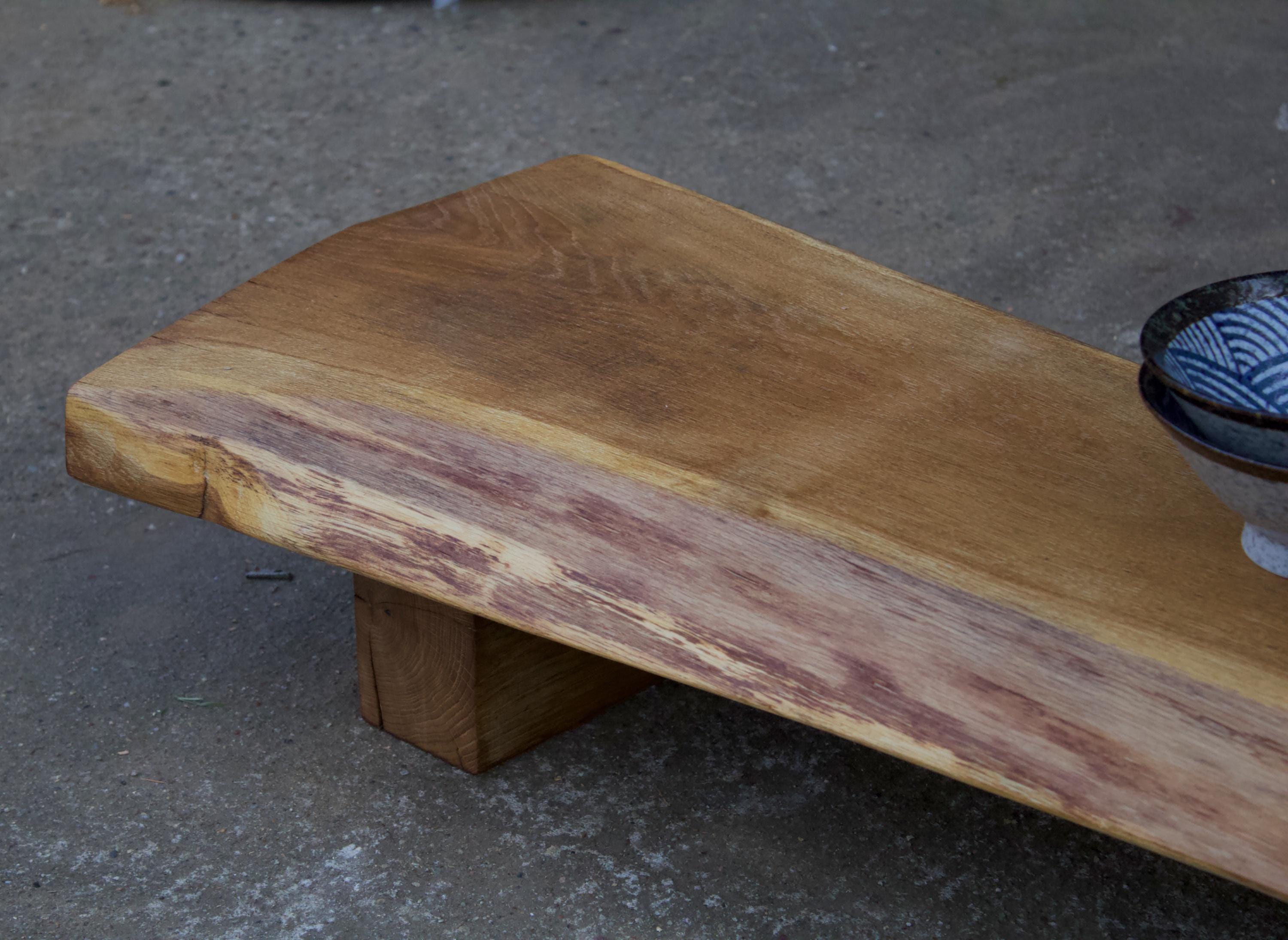 Low Wood Slab Bench. Industrial Reclaimed Wood Low Console. Rustic ...