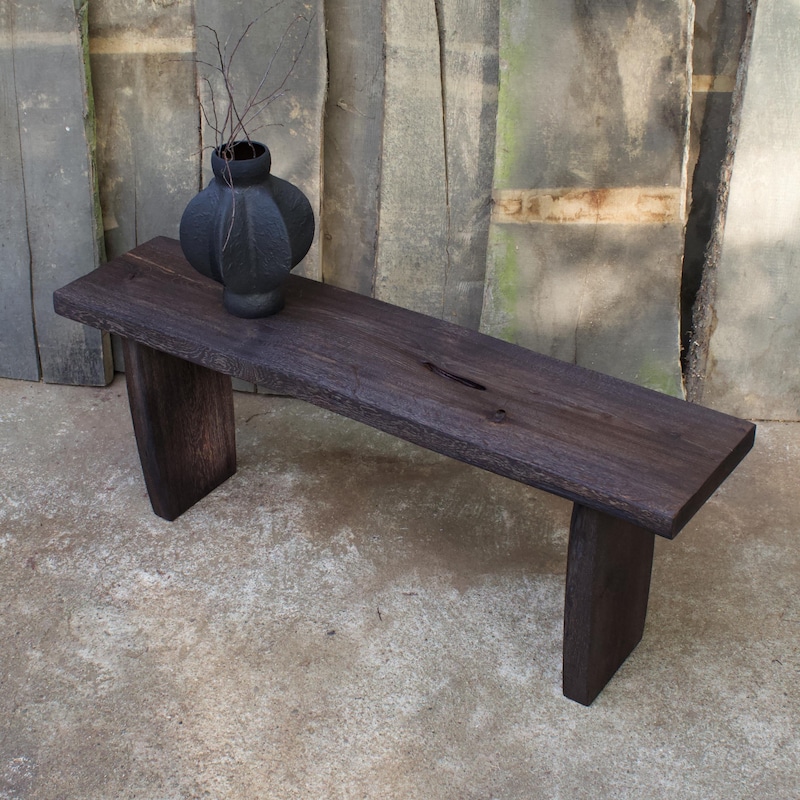 Dark Wood Bench - Etsy