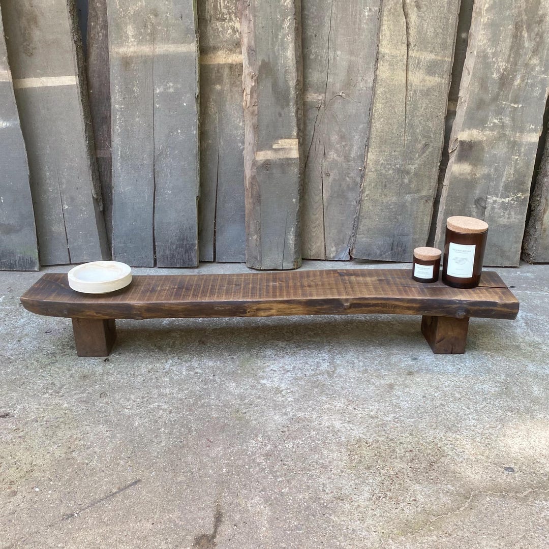 Reclaimed Oak Slab Bench: Rustic Industrial Console Table, Live Edge ...