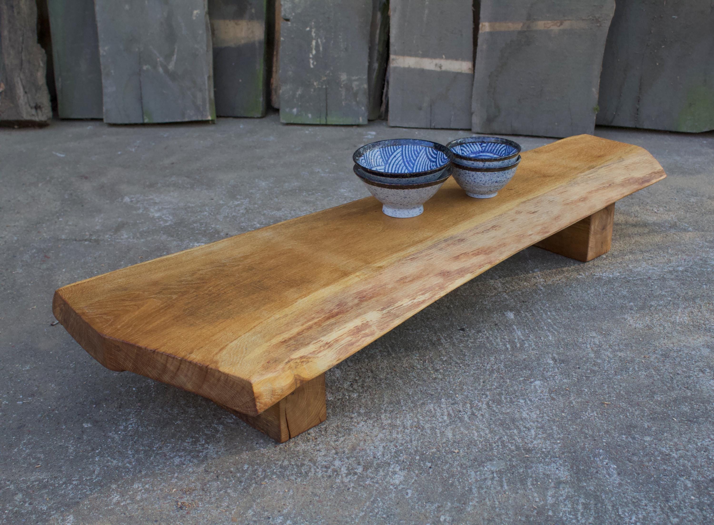 Low Wood Slab Bench. Industrial Reclaimed Wood Low Console. Rustic ...