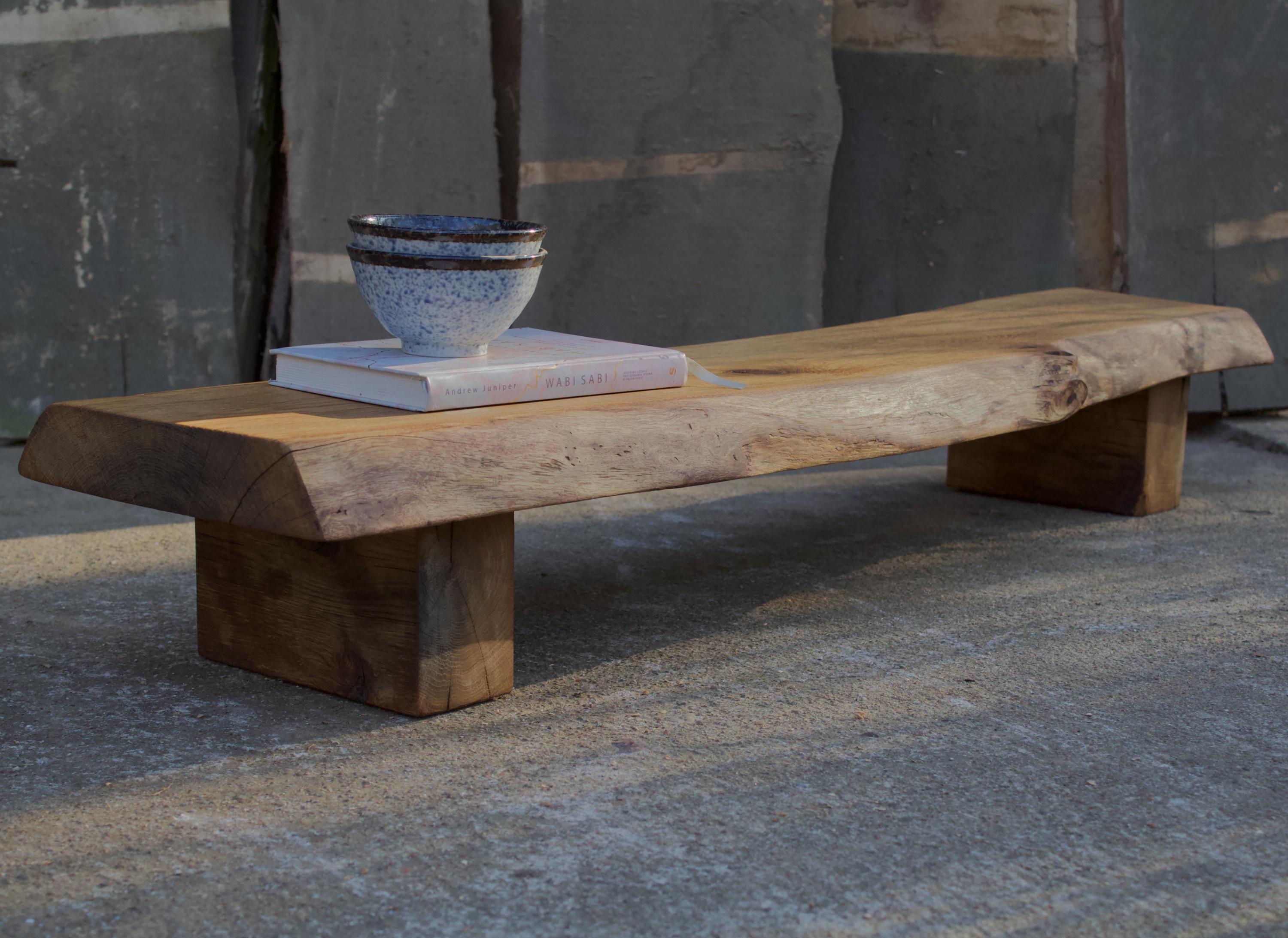 Low Console Table Made From Reclaimed Oak in Wabi Sabi, Rustic Style ...