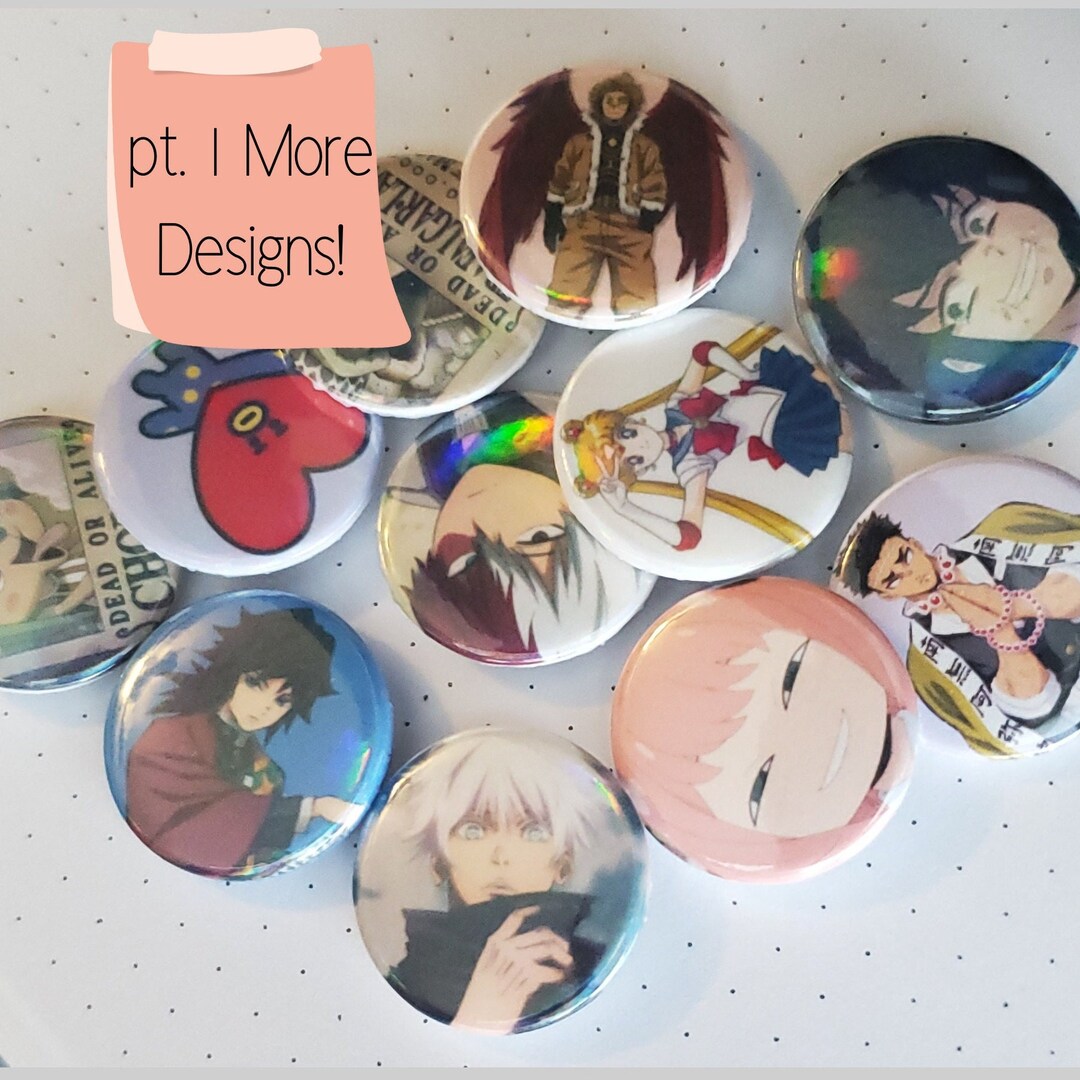 1 Anime Buttons Part 1 Over 100 Anime Designs - Etsy