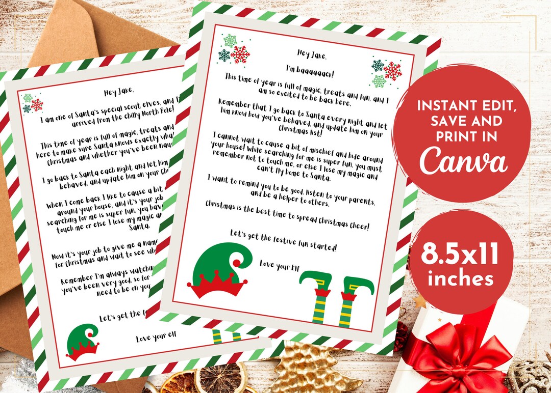 Editable Elf Arrival Letter Elf Return Letter Elf I'm Back Letter ...