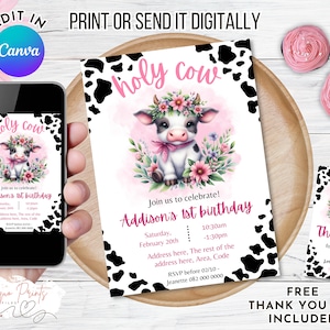 Holy Cow Invitation Template Printable Holy Cow Birthday Editable Holy ...