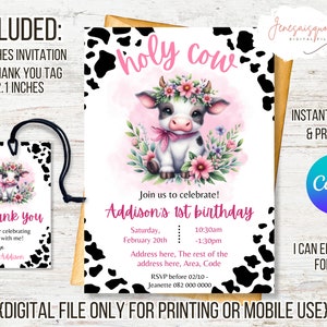 Holy Cow Invitation Template Printable Holy Cow Birthday Editable Holy ...