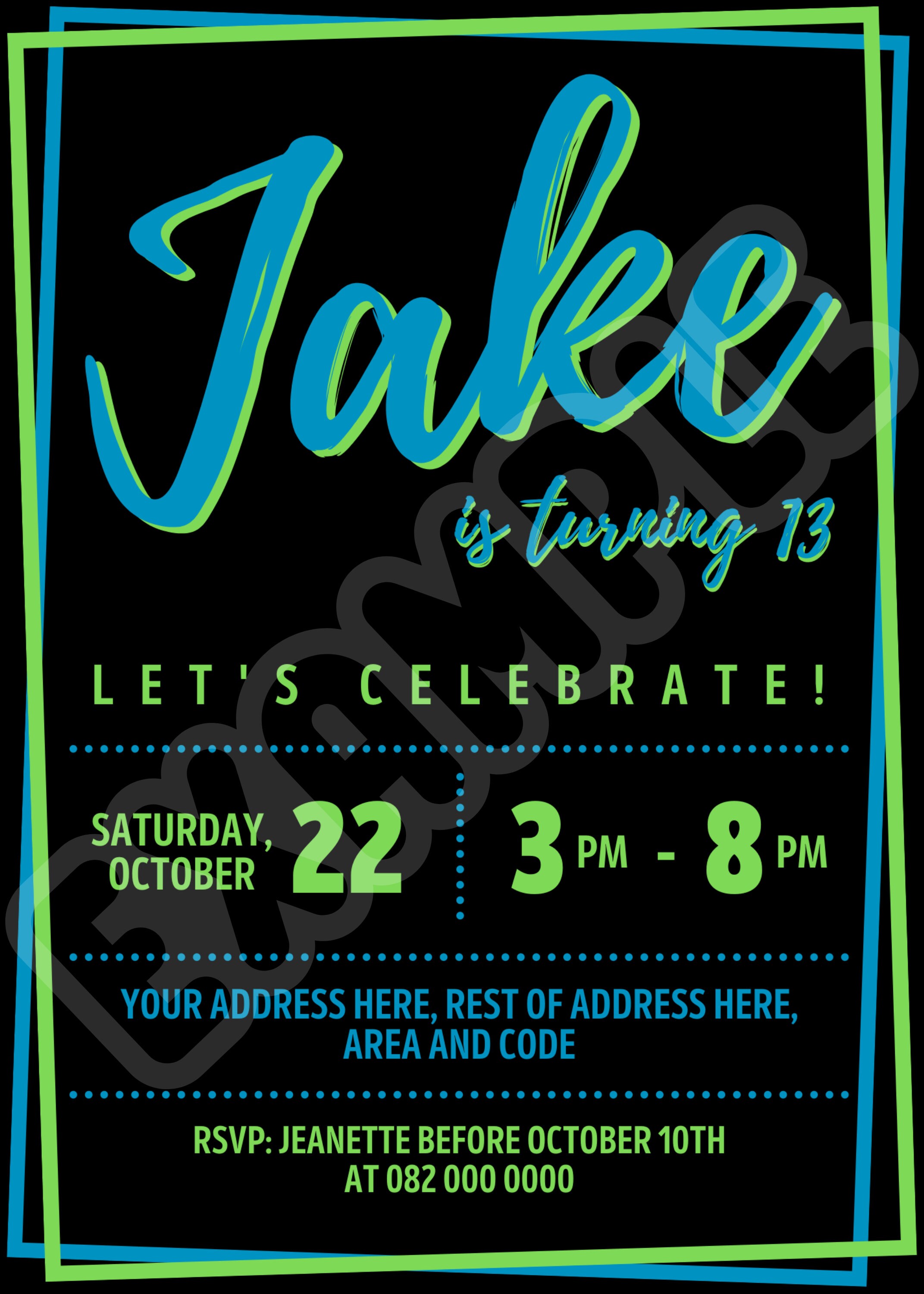 DIY Editable Boy Birthday Party Invitation Template Geometric ...