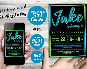 Canva Editable Party Invitation - Etsy
