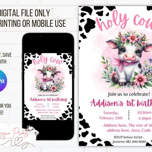 Holy Cow Invitation Template Printable Holy Cow Birthday Editable Holy ...