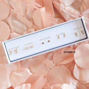 Boxed Stud Set | Gift Ready Dainty Stud Earrings | Small Hoops Set - Etsy