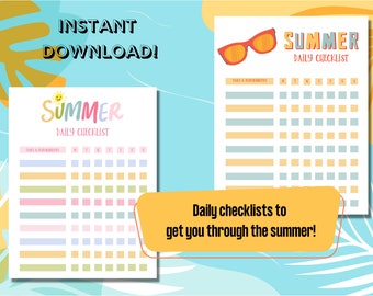 Editable Kids Summer Checklist, Daily Tasks, Personalize in Canva ...