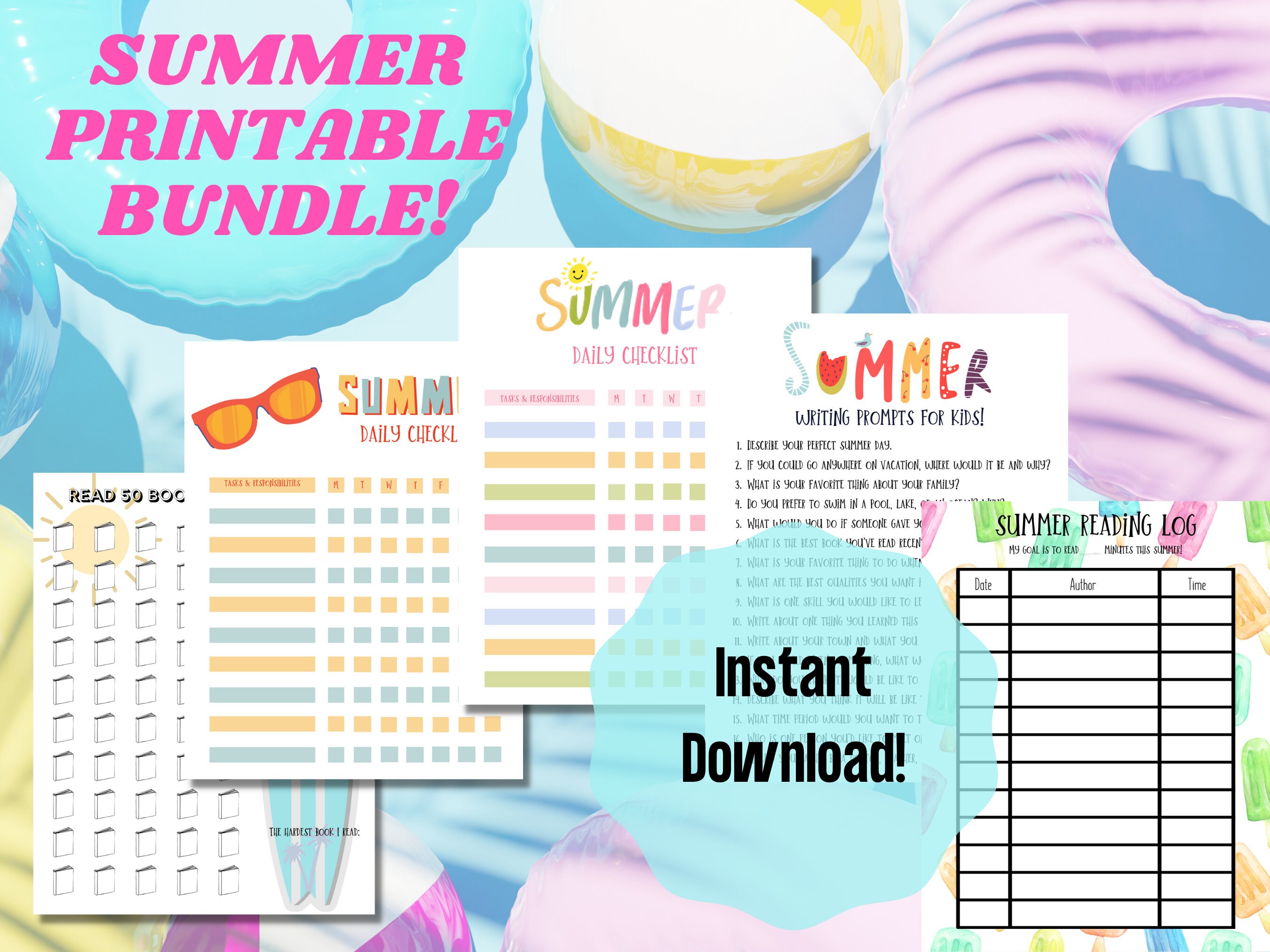 Kids Summer Printable Bundle - Etsy