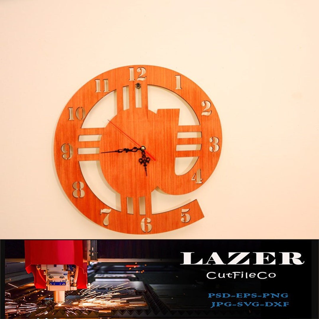 Modern Wall Clock File. Clock Dxf Svg Pdf Jpeg File. - Etsy