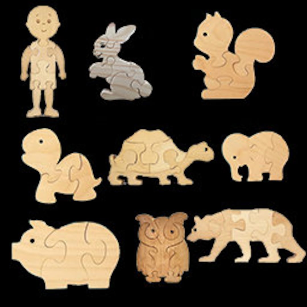 Laser Cut Wooden Puzzle, Puzzles for Kids DXF SVG DWG File. 9 Pieces ...
