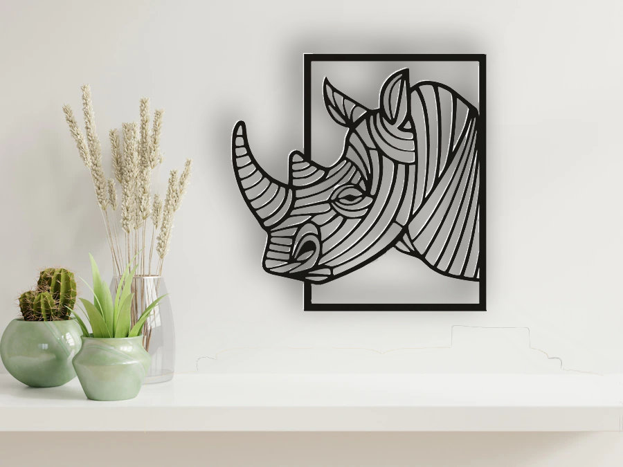 Laser Cut Rhino Head Wall Decor DXF SVG PDF File - Etsy