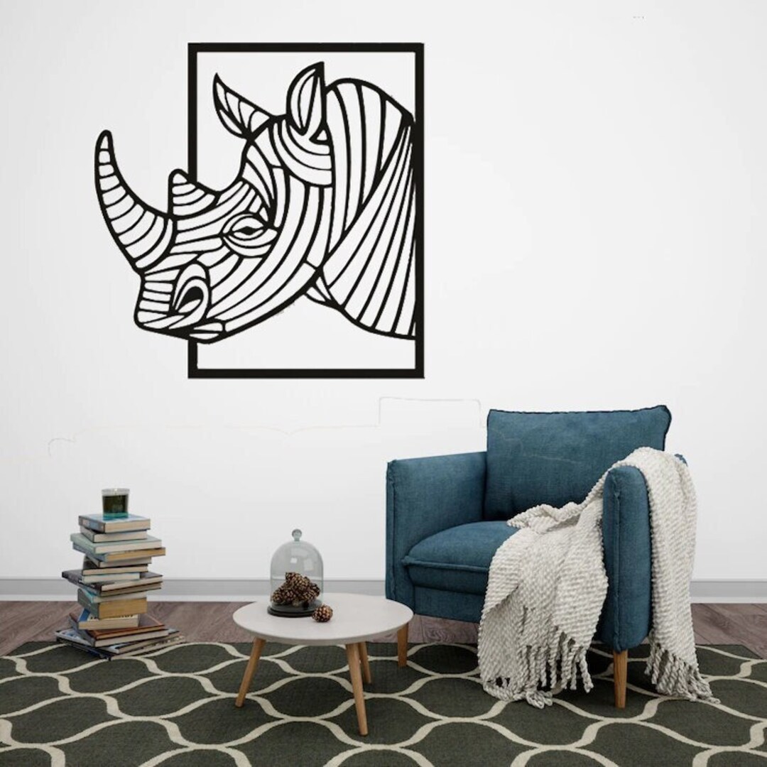 Laser Cut Rhino Head Wall Decor DXF SVG PDF File - Etsy