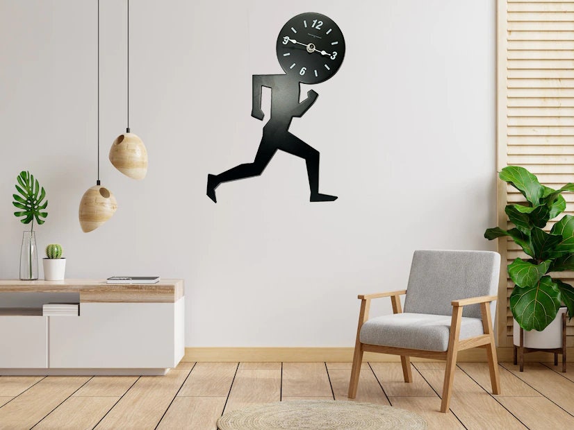 Laser Cut Running Man Wall Clock Vector Coreldraw Vector Cnc - Etsy