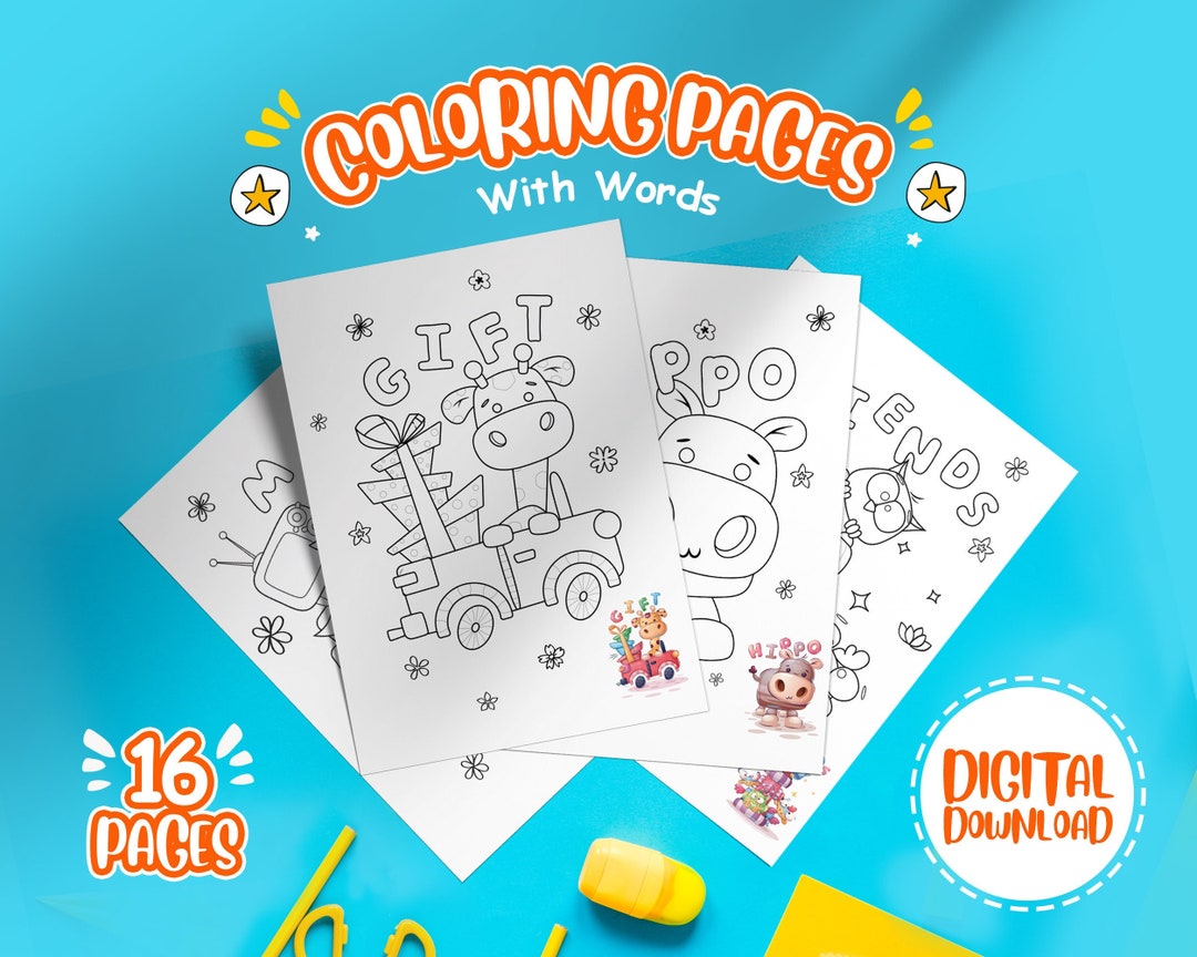 16 Coloring Book Pages With Words | Study and Color | Preschool ...