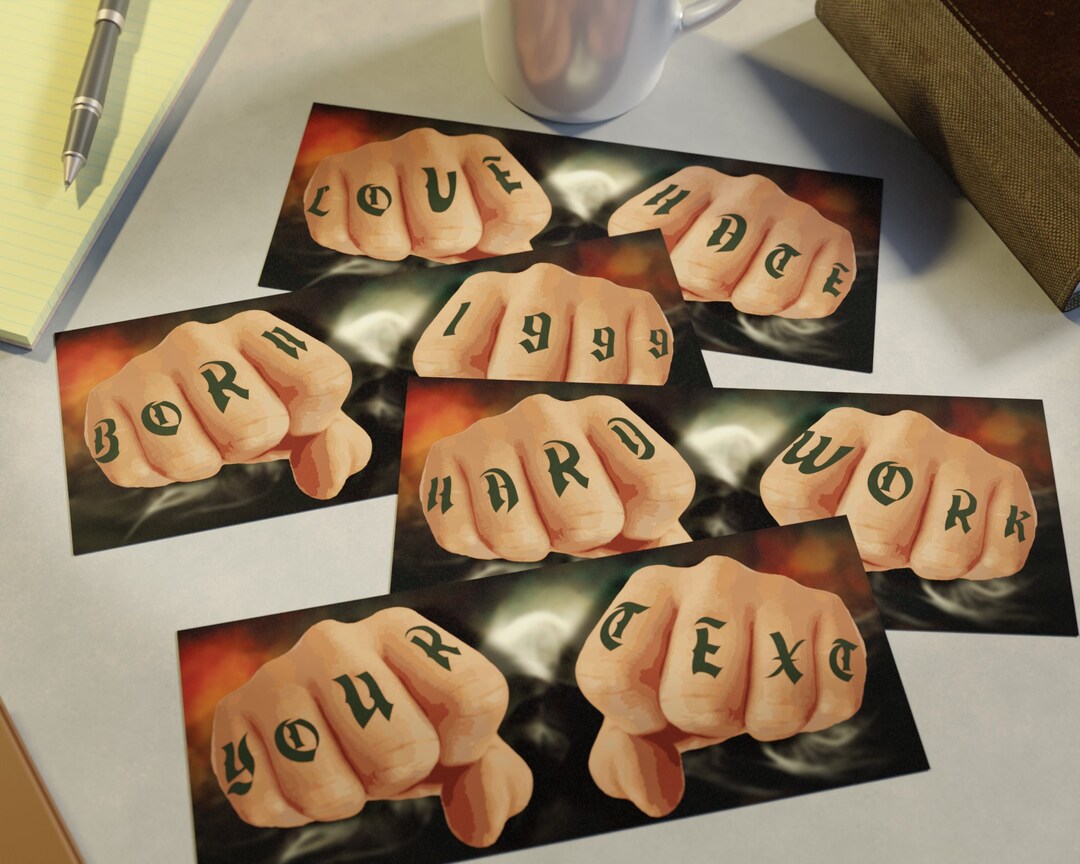 Knuckle Tattoo Custom Decal or Magnet / Custom Fist Hand Tattoo Sticker ...