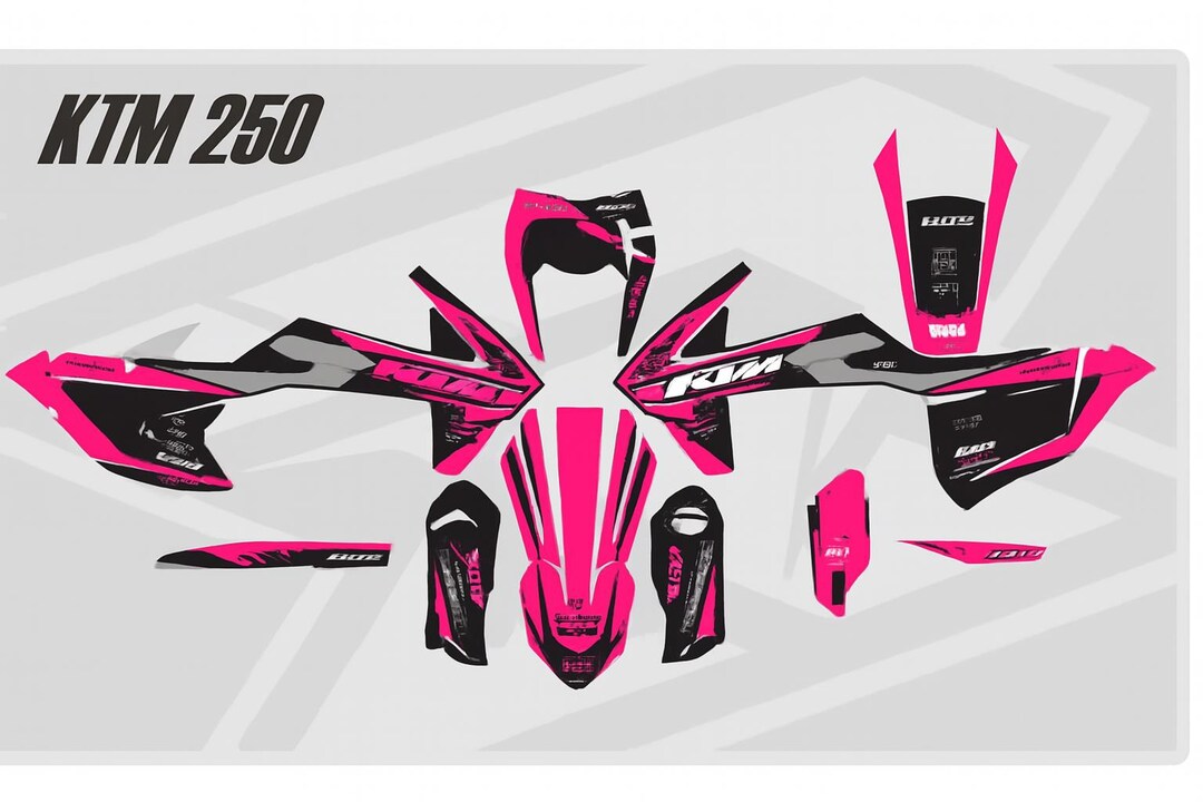 Design Files Ready to Print Custom KTM 250 Graphics Kit – Pink & Black ...