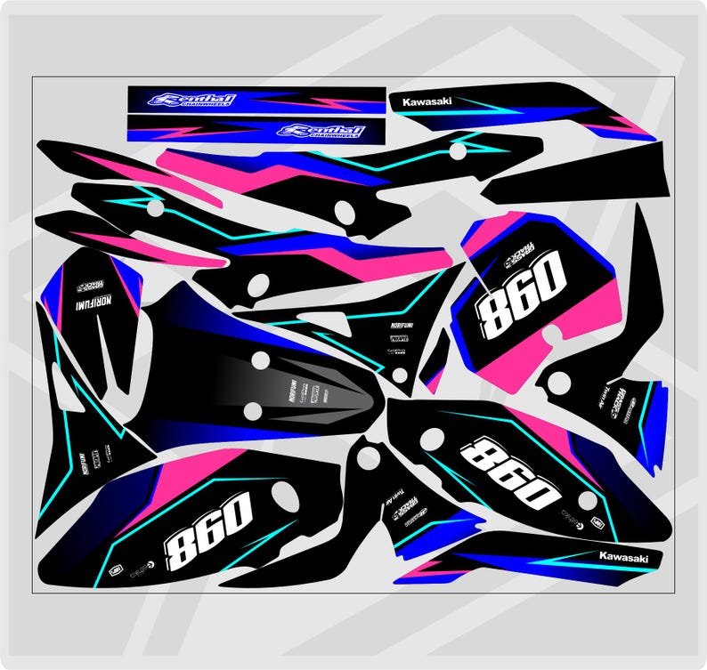 Print-ready Sticker Files Motocross Graphic Kits, Custom KLX Stickers ...