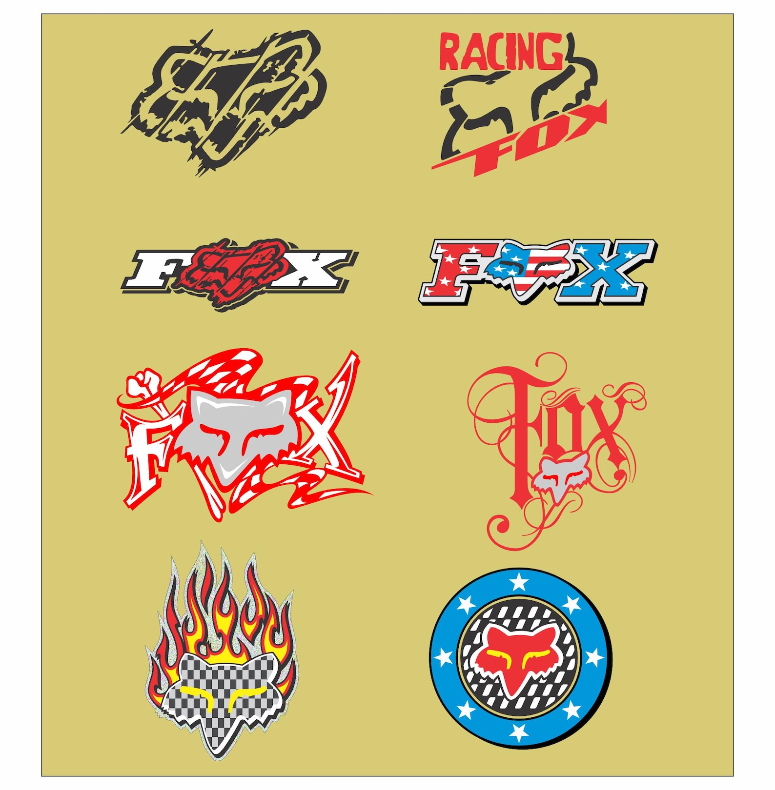 8 Images With the Fox Racing Vector Theme / Instant Download / Print ...