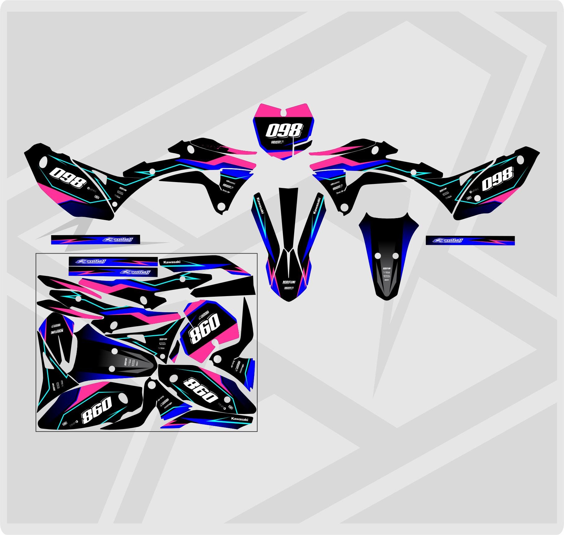 Print-ready Sticker Files Motocross Graphic Kits, Custom KLX Stickers ...