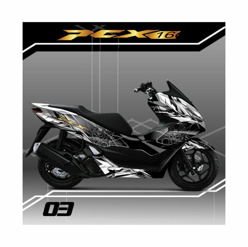 PCX 160 Custom Decal Kit – Futuristic Black White Scooter Wrap - Etsy ...