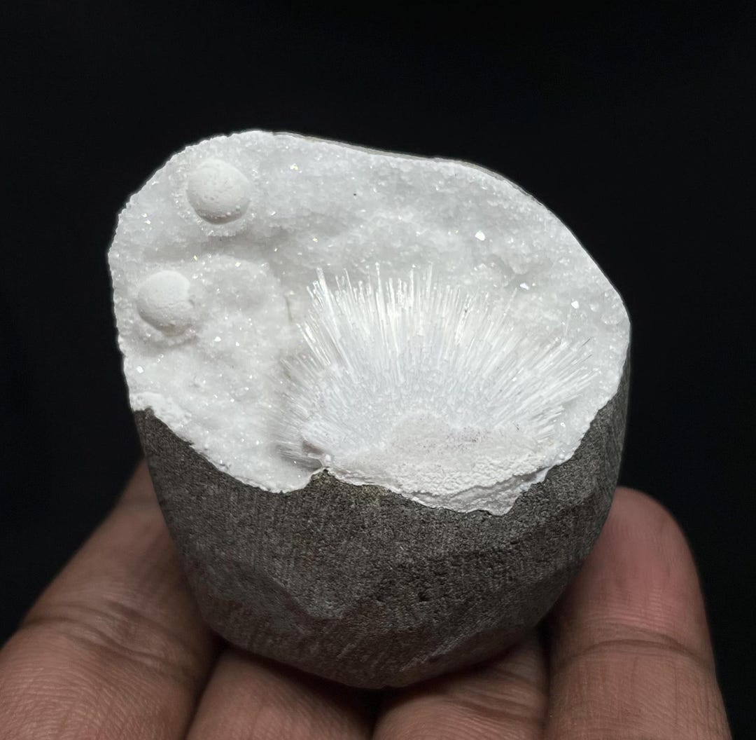 Self Standing Scolecite Spray Geode With MM Quartz Natural Mineral ...
