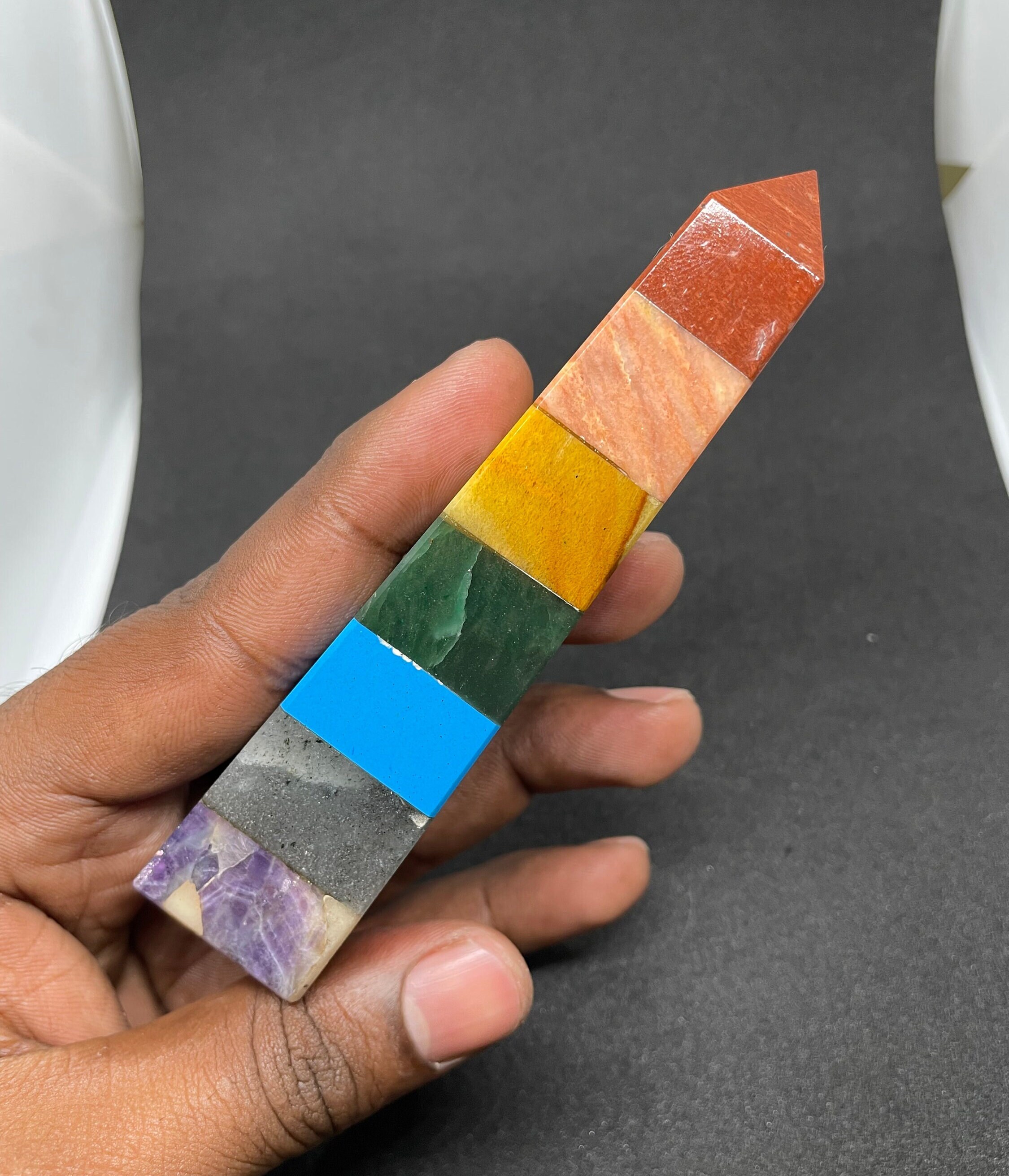 Seven Chakra Wand, 7 Chakra Crystal Point, 7 Chakra Crystal Wand ...