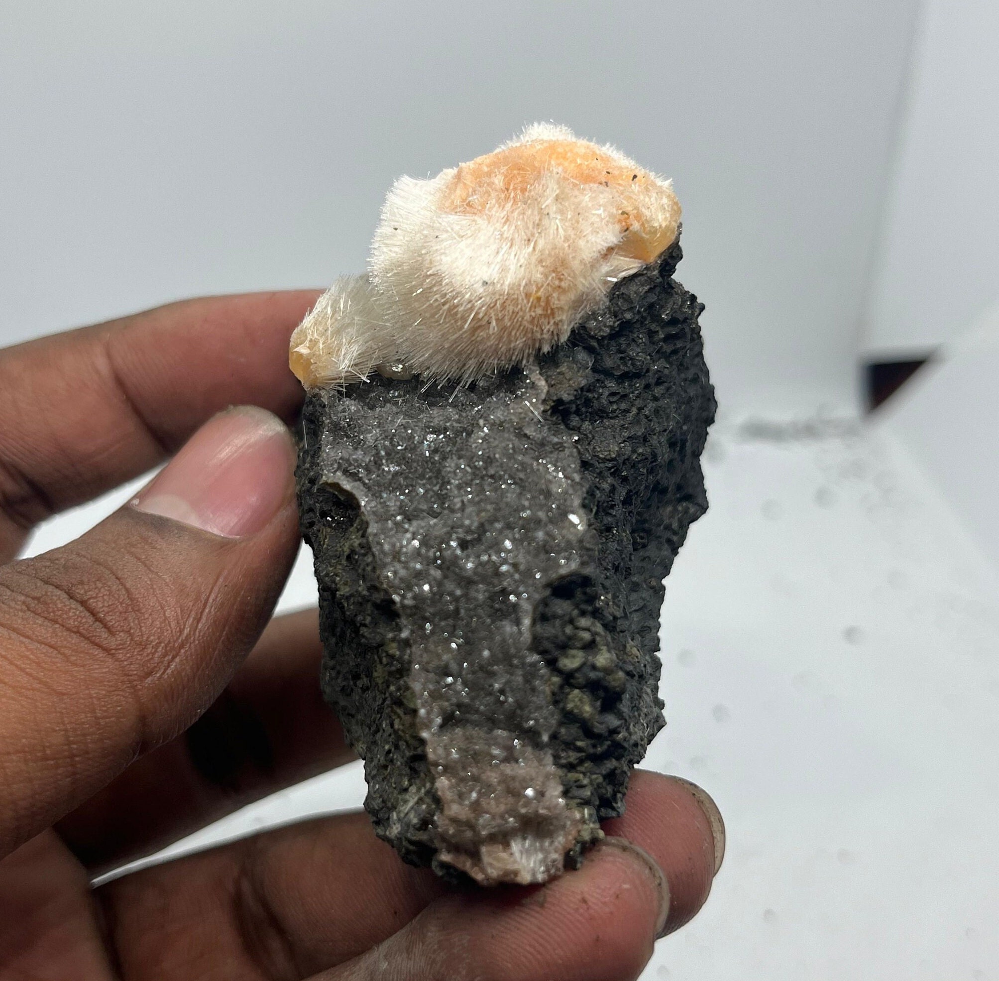 Thomsonite With Mesolite From Khandwa, India, Orange Thomsonite Mineral ...