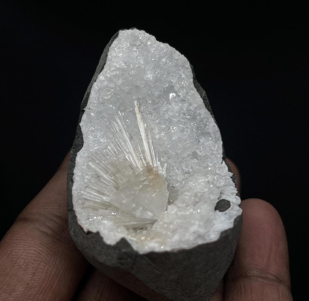 Self Standing Scolecite Spray Geode With MM Quartz Natural Mineral ...