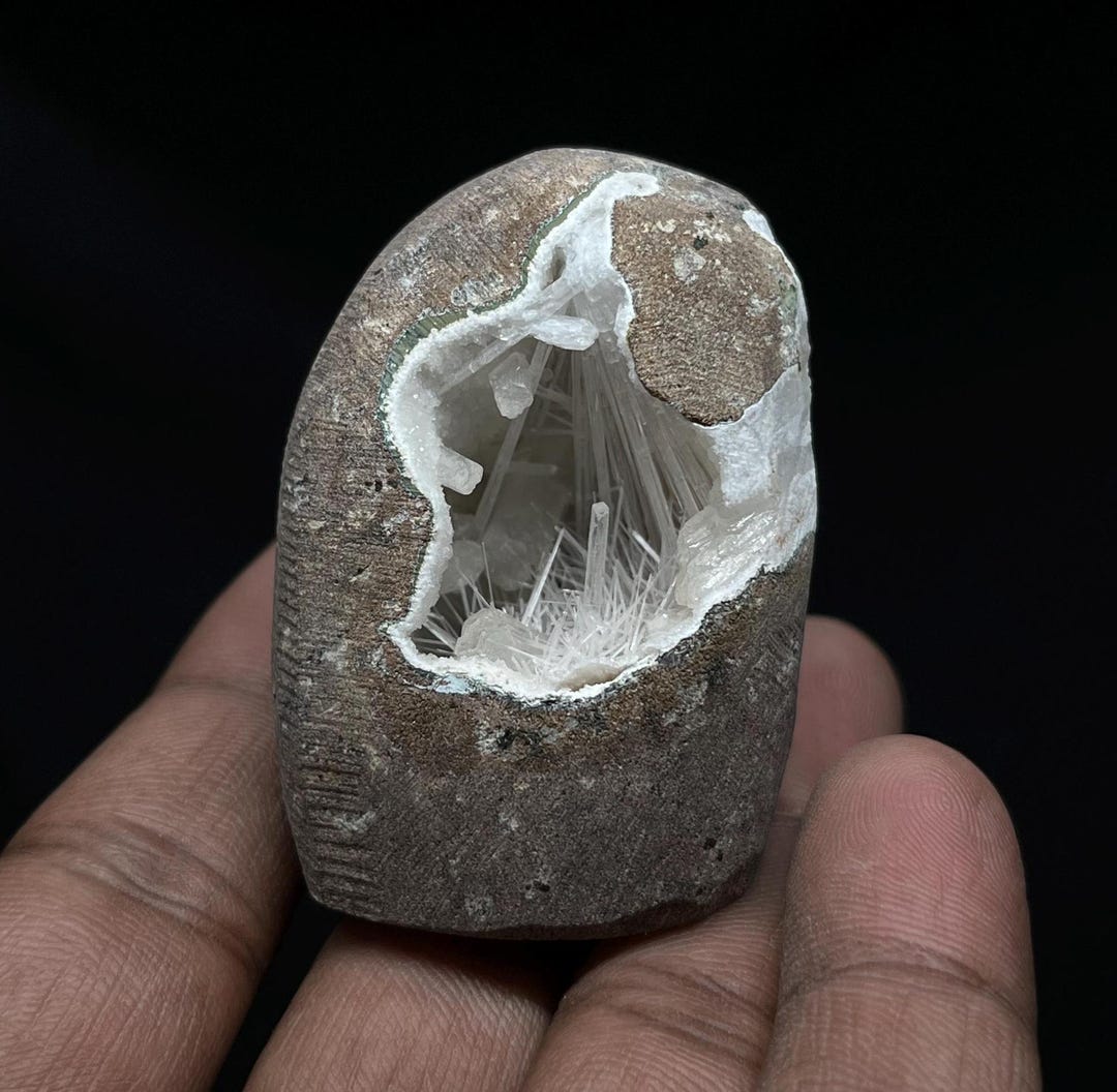 Self Standing Scolecite Spray Geode With MM Quartz Natural Mineral ...