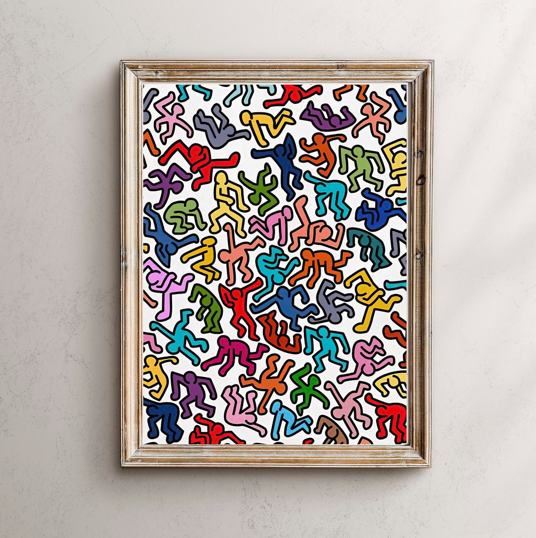 Keith Haring Exhibition Poster, Pop Art Abstract Print, Colourful ...