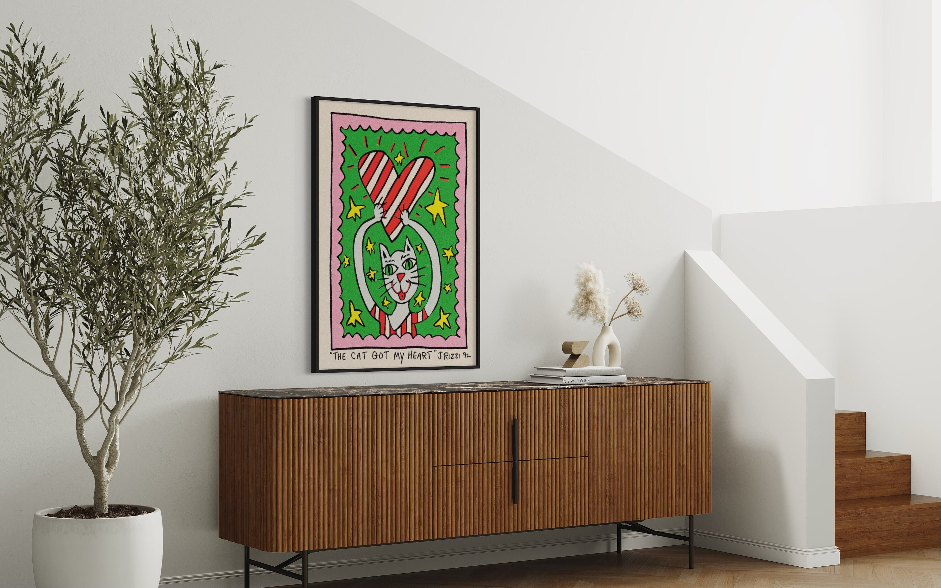 James Rizzi Cat Poster Pop Art Abstract Hippie Print - Etsy