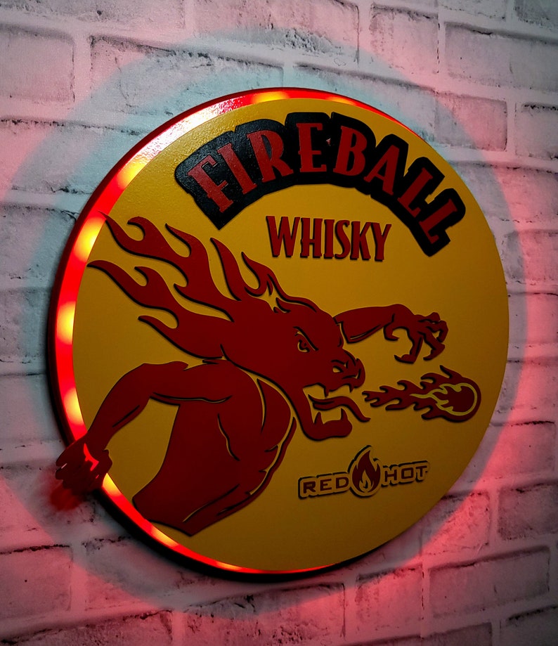 Fireball Whiskey 3D LED Lighted Sign With Remote - Etsy
