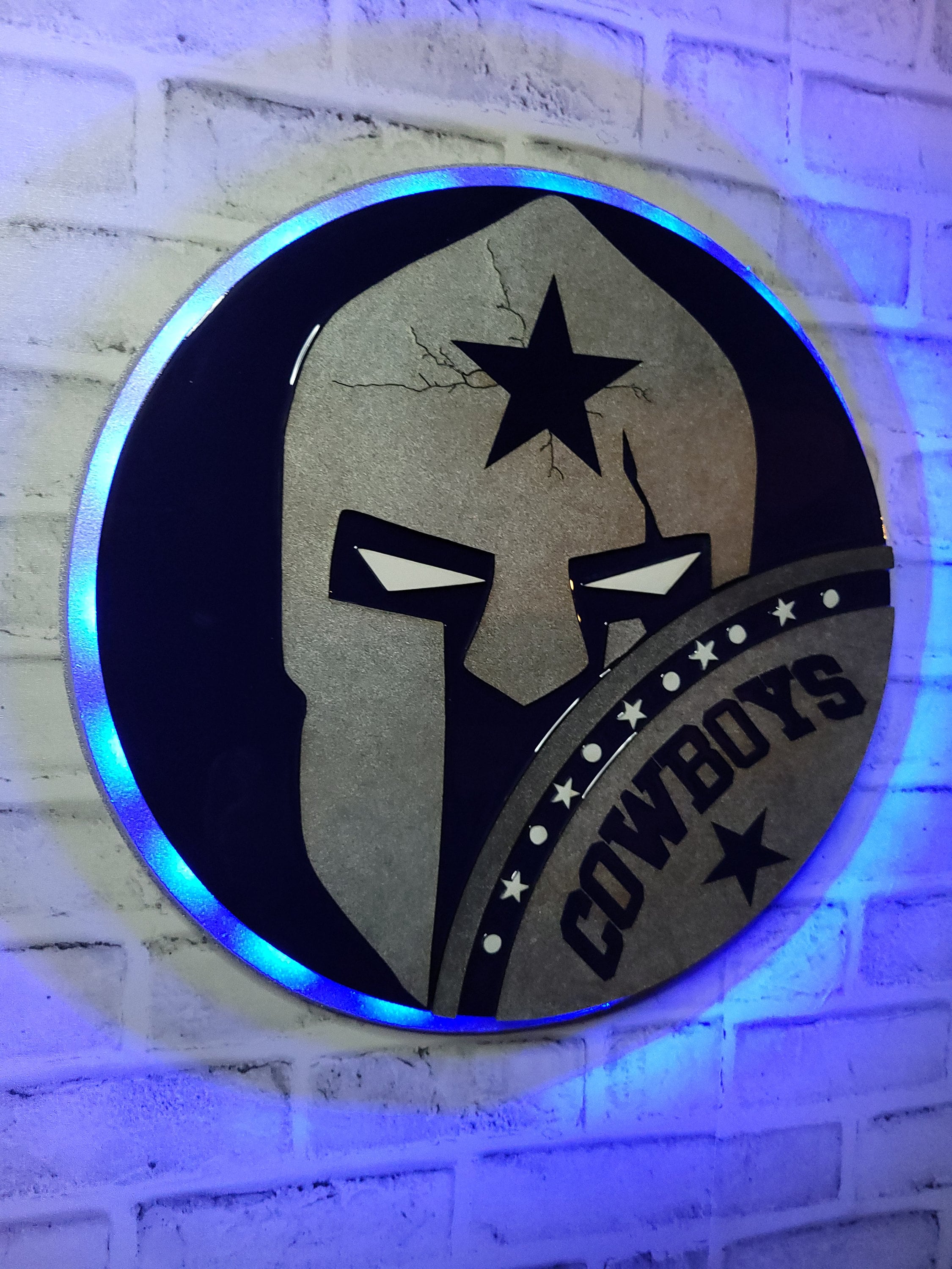 Cowboys 3D Spartan With Shield LED Lighted Wall Art With Remote - Etsy