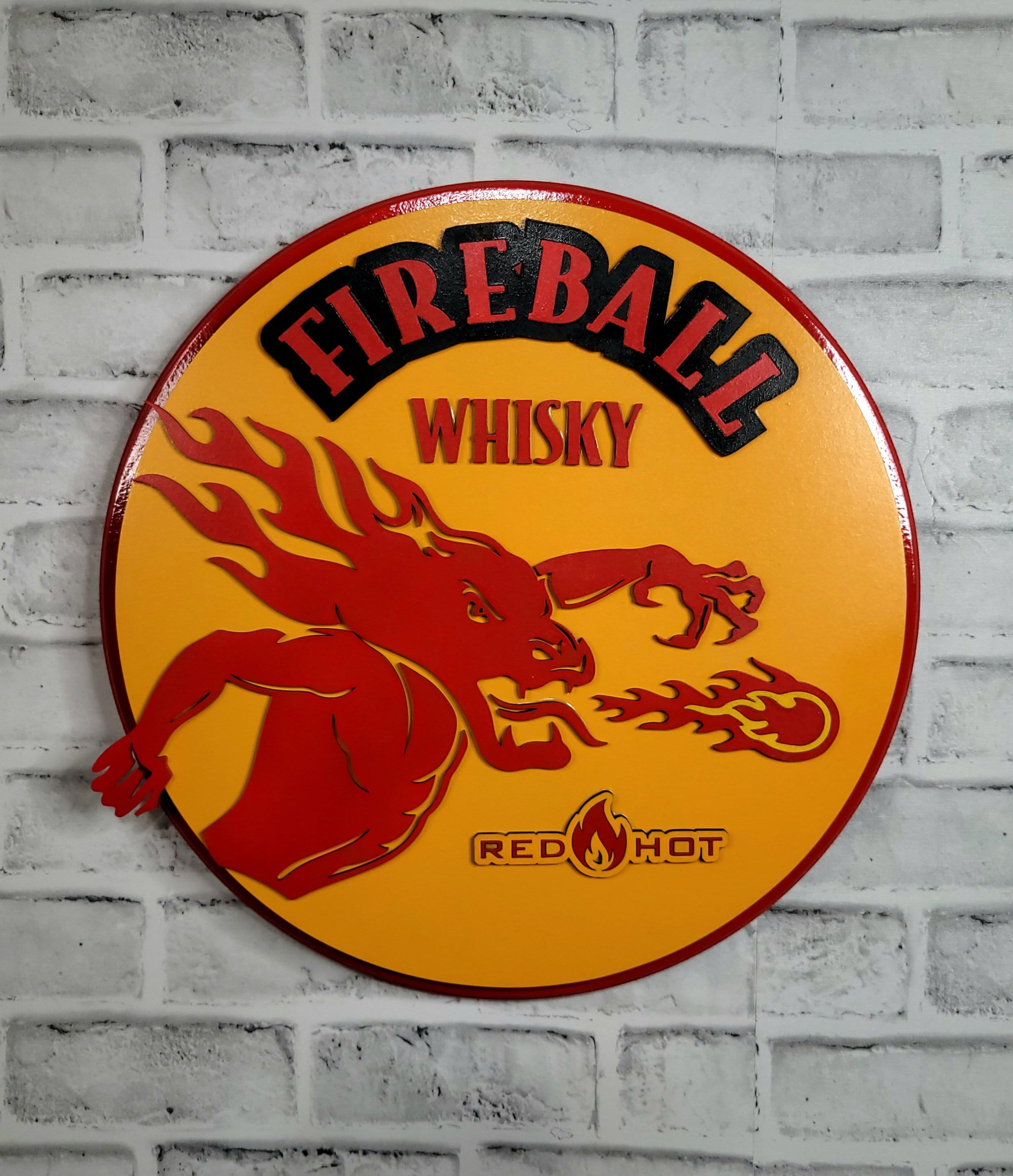 Fireball Whiskey 3D LED Lighted Sign With Remote - Etsy