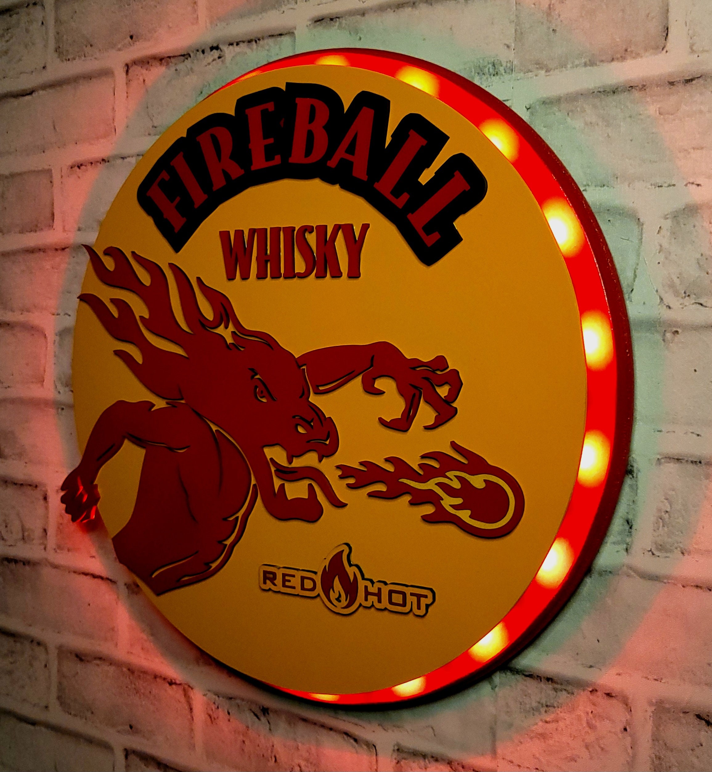 Fireball Whiskey 3D LED Lighted Sign With Remote - Etsy