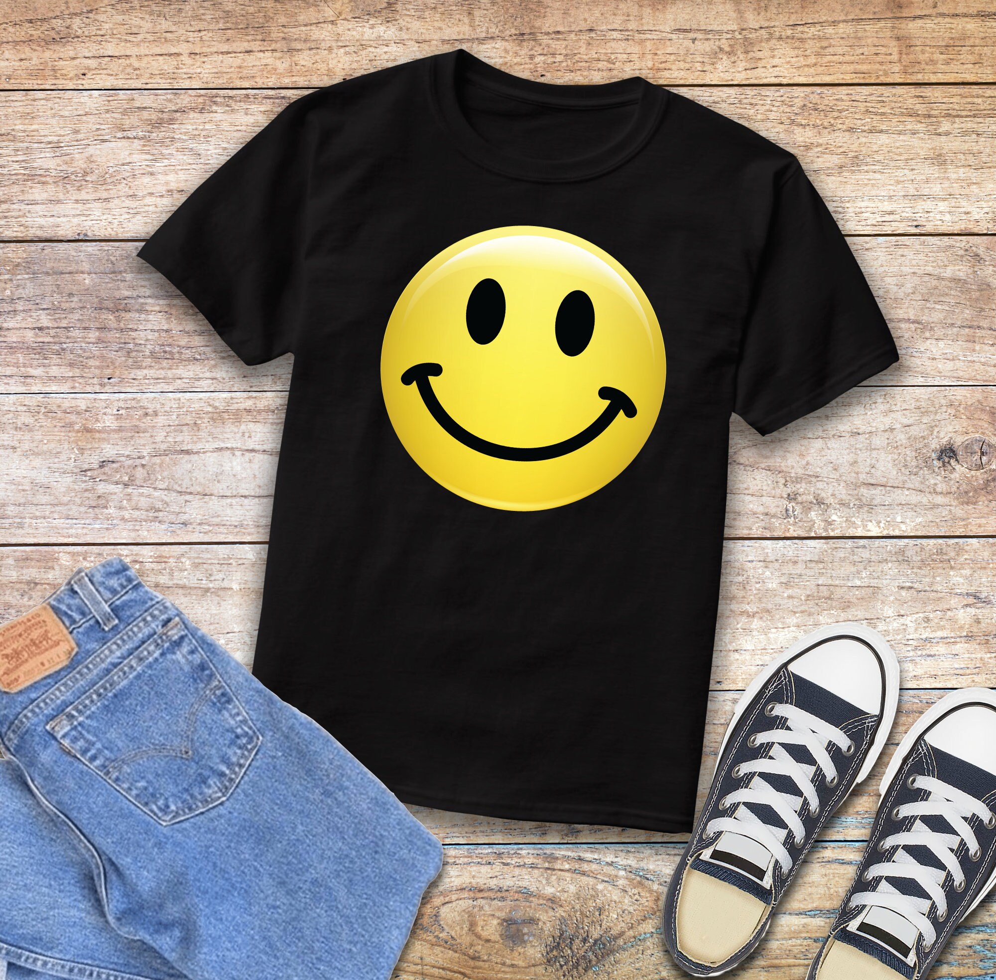 Smiley Face, Happy Face, T-shirt Music 90s Hipster, Women's Fashion ...