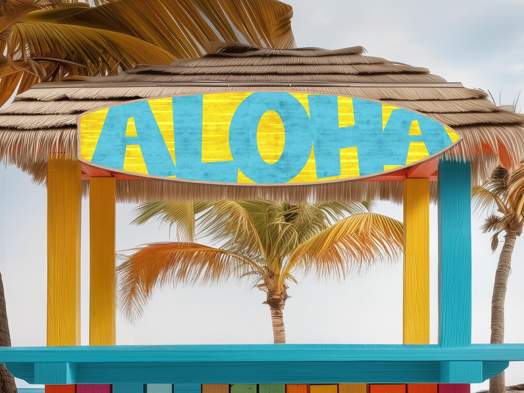 Aloha Surfboard Sign: Hawaiian Beach Bar Decor - Etsy