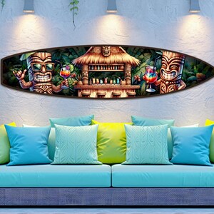 Tiki Bar Surfboard Sign: Tropical Island Cocktails, Tiki Hut Decor - Etsy