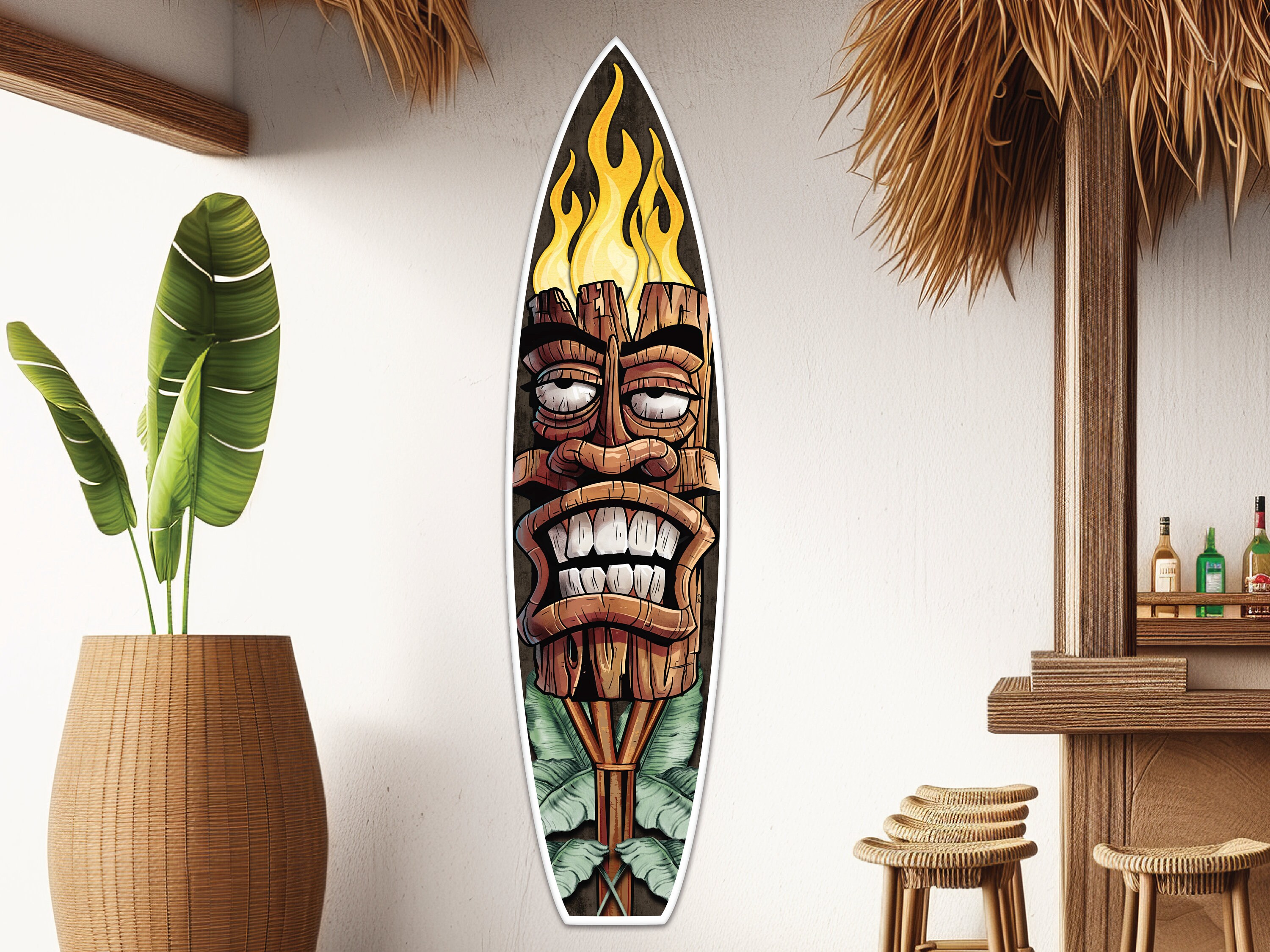 Tiki Bar Sign, Wooden Surfboard Wall Art, Tiki Decor, Fun Patio Sign - Etsy